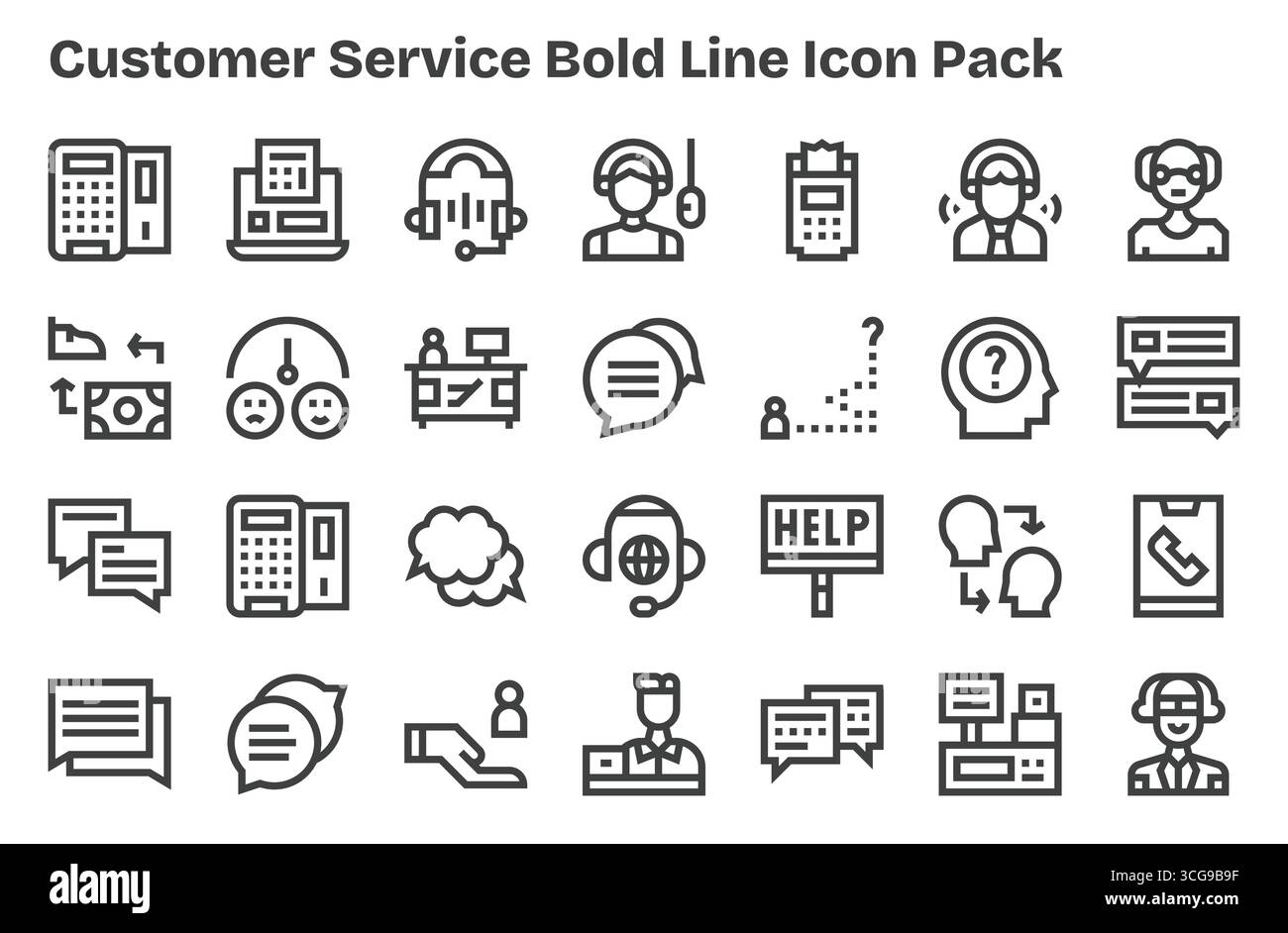 Vector pack with 28 Extra Bold Line icons inspired by Customer Service ...