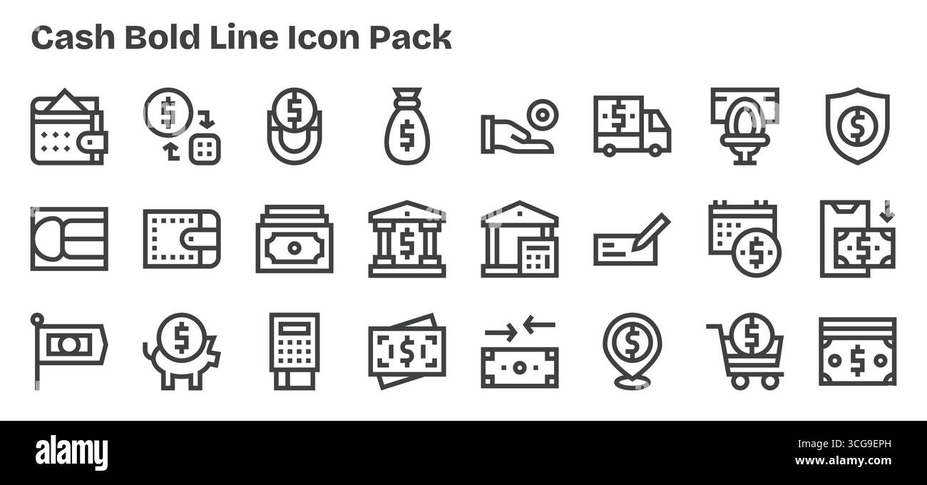 Professionally designed 24 icons in Bold Outline style, capturing the ...