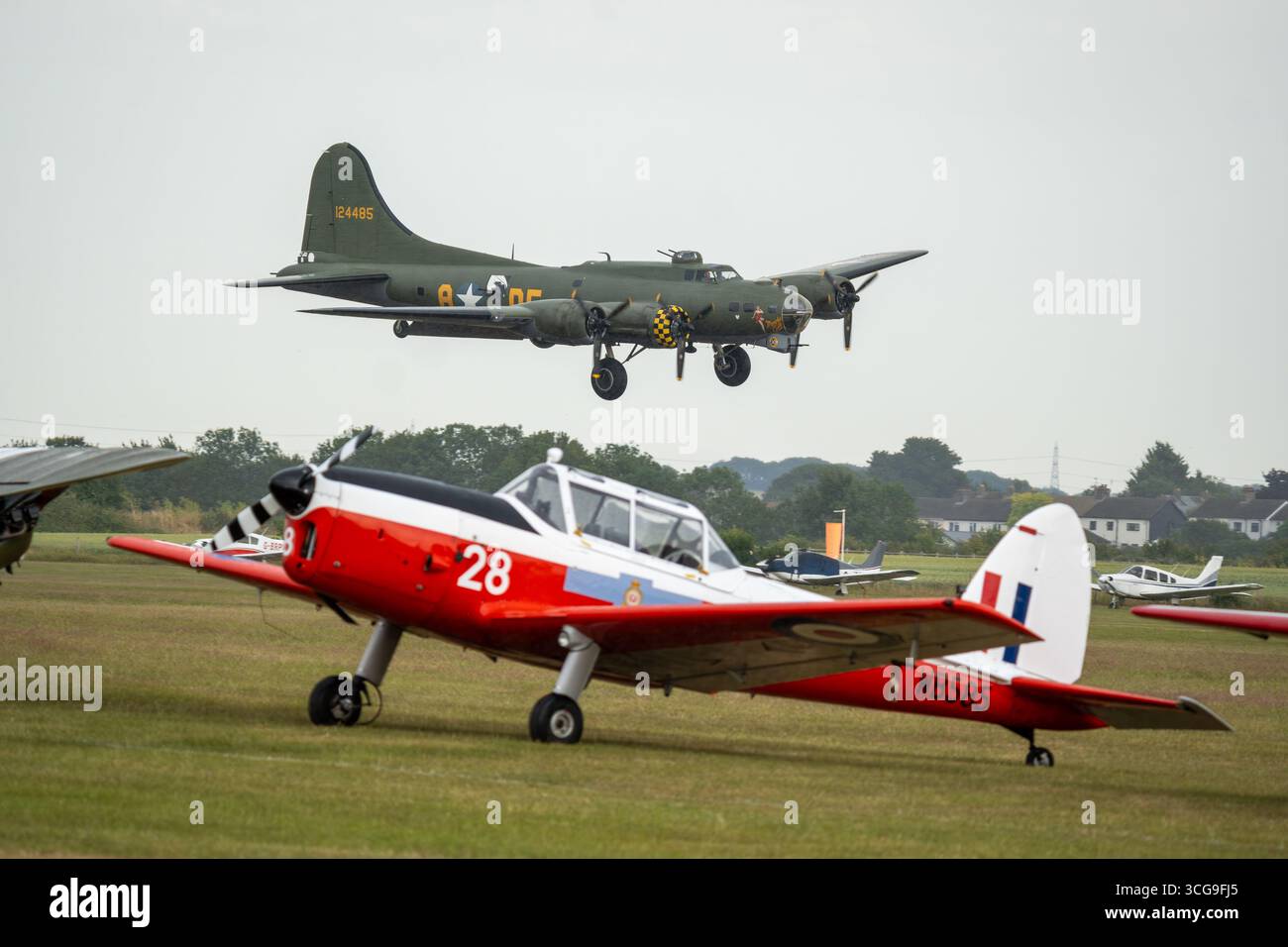 IWM Duxford Summer AirshowWWII B17 bomber, Sally B and Chipmunk Stock ...
