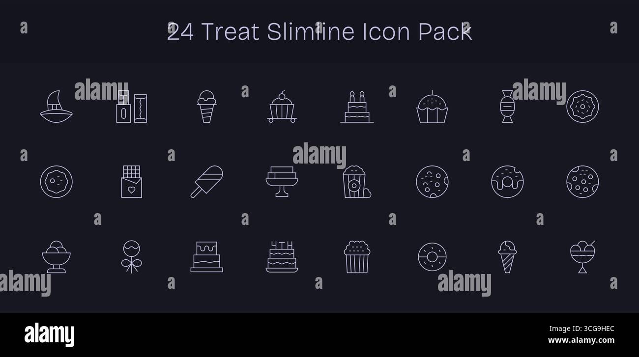 Curated pack of 24 vector icons in Slim Line design, centered around ...