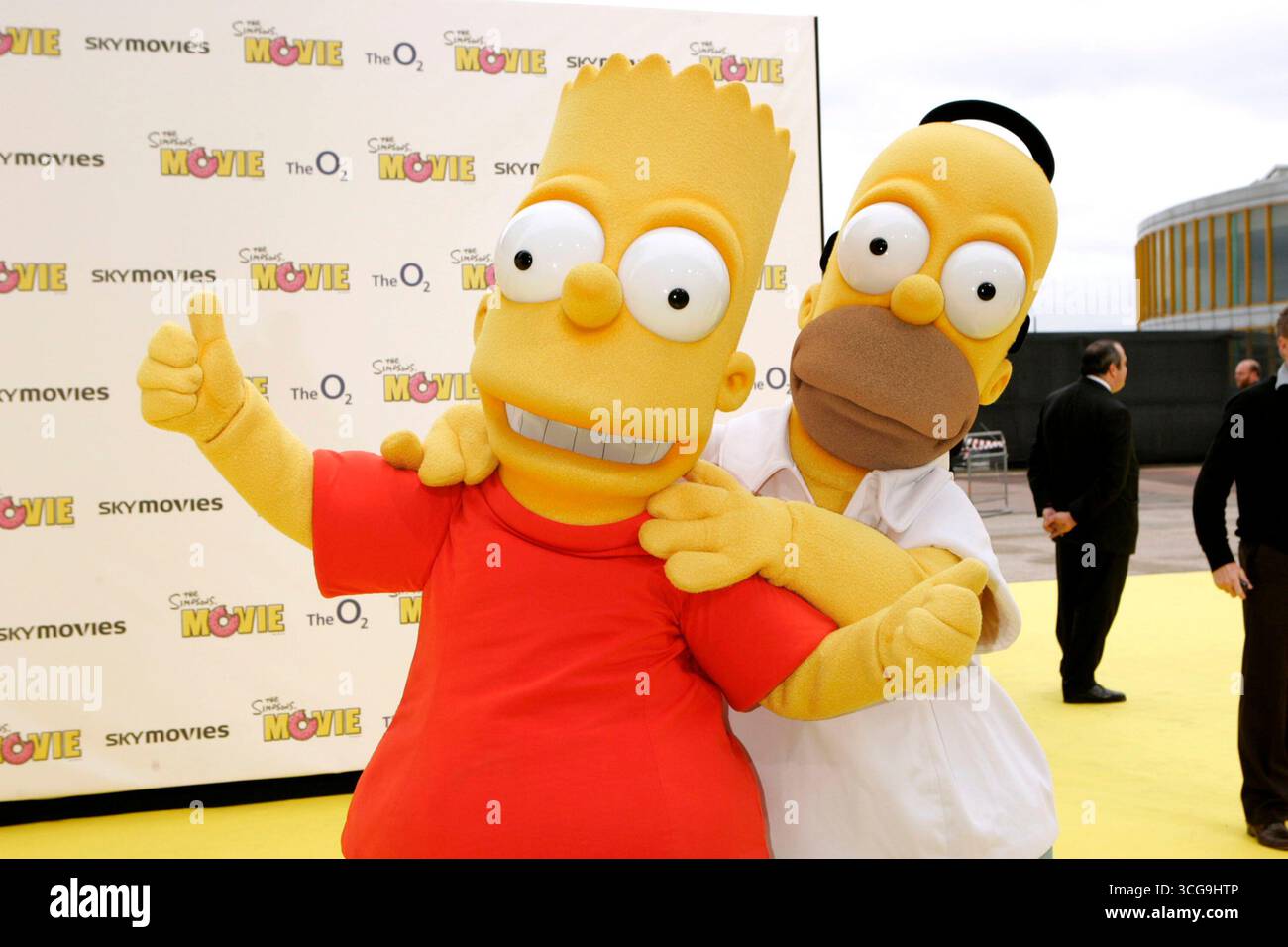 Bart and Homer Simpson at the UK premiere of The Simpsons Movie at The ...