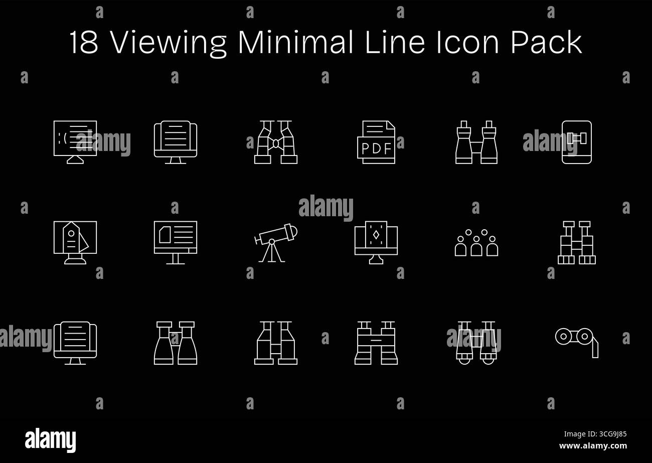 Professionally designed 18 icons in Minimal Line style, capturing the ...