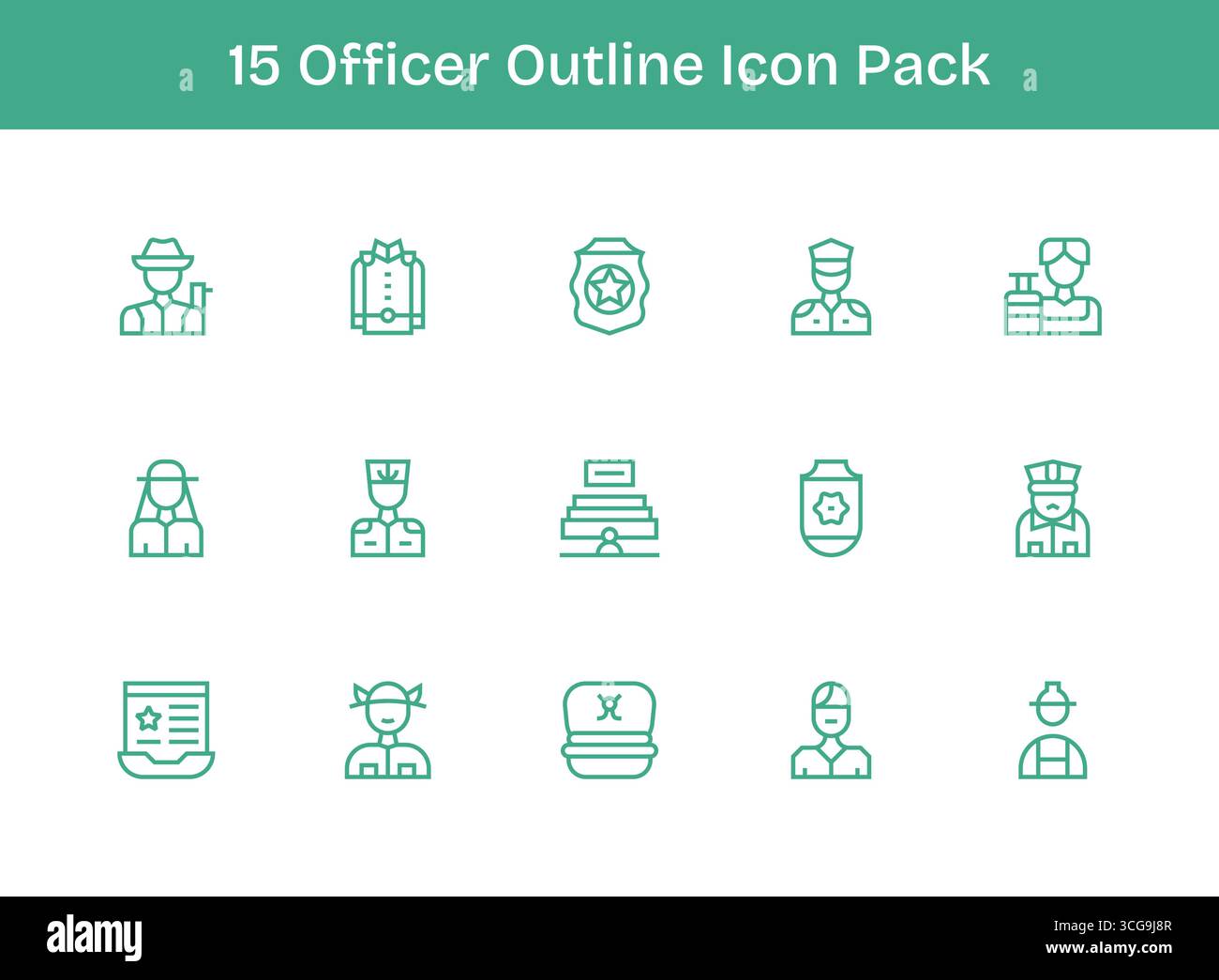 This collection features 15 Outline-style icons tailored to the Officer ...
