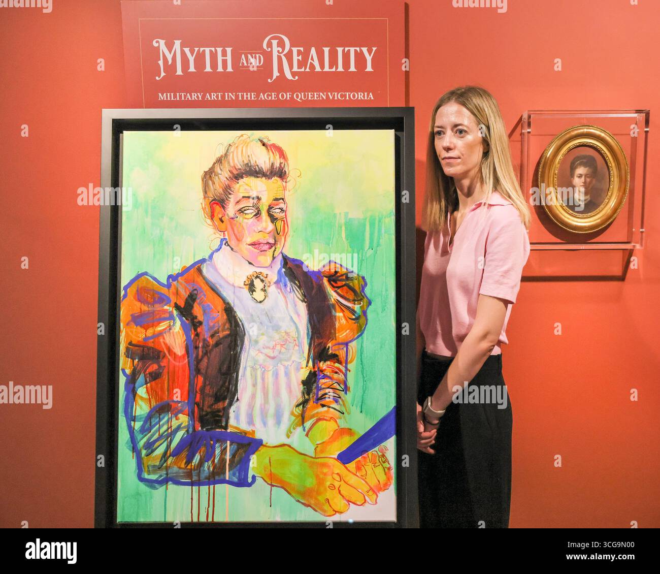 London, UK. 27th Aug, 2025. Museum staff with artist Lee Hybrid Desire ...