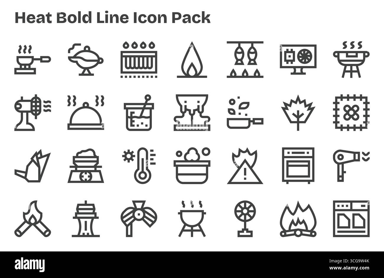 Vector pack with 28 Extra Bold Line icons inspired by Heat, ideal for ...