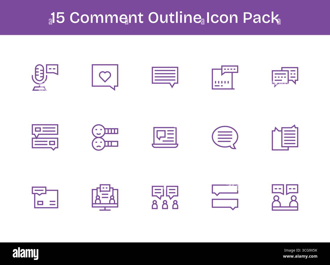 Vector pack with 15 Outline icons inspired by Comment, ideal for ...