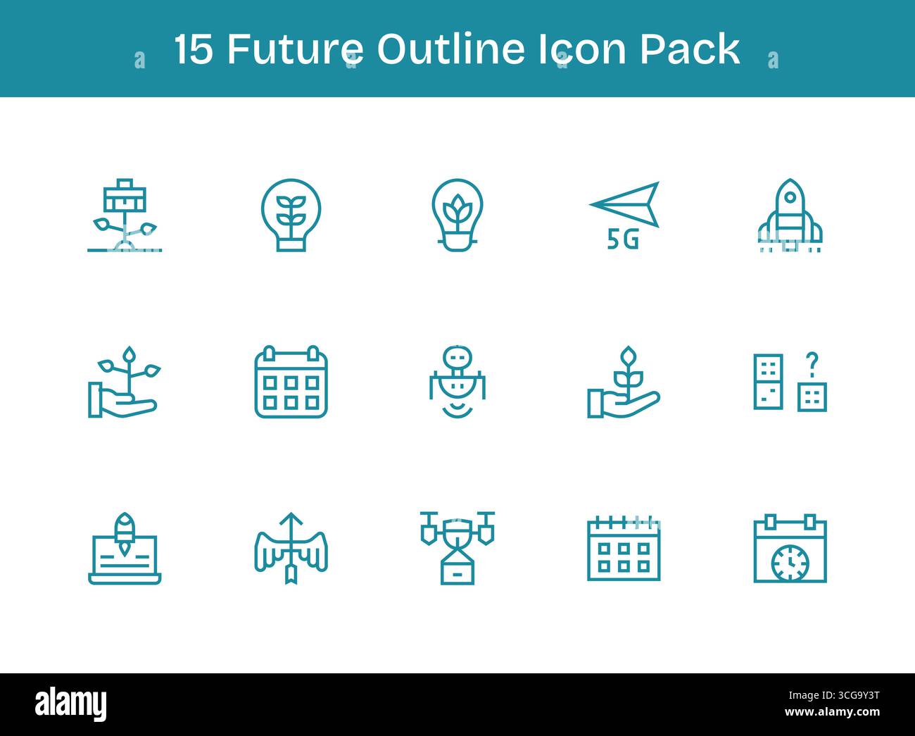 This collection features 15 Outline-style icons tailored to the Future ...