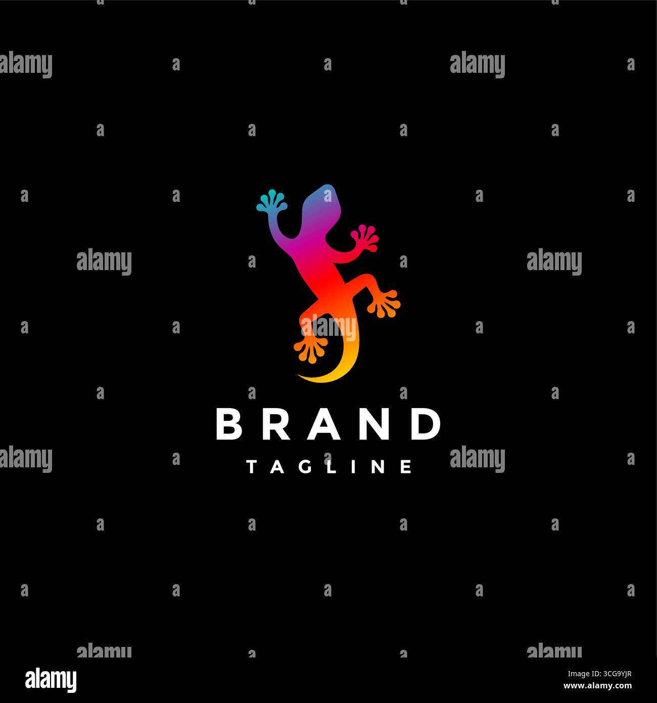 Colorful Gecko Crawling Up Logo Design. Colorful Glowing Gecko Crawling ...