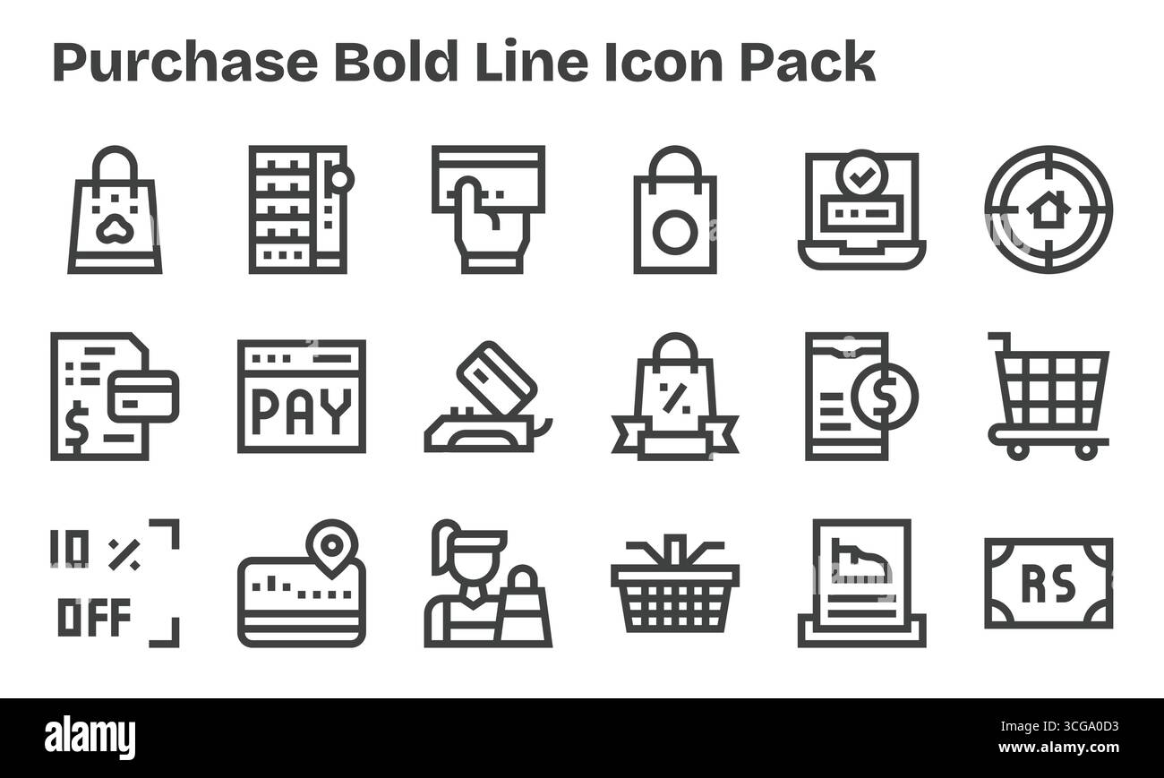 Explore 18 Bold Line-style vector icons inspired by Purchase. Perfect for web and app interfaces ...