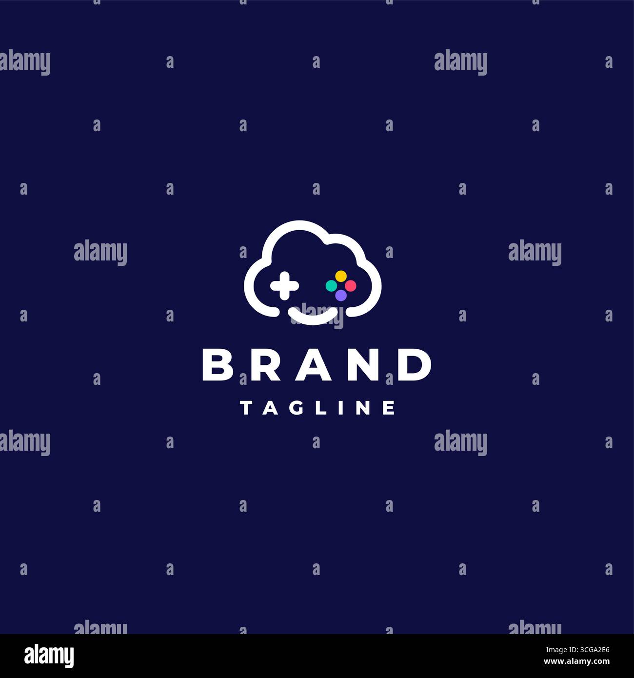 Simple Smile Cloud Game Logo Design. Cloud And Smile Symbol With Game ...