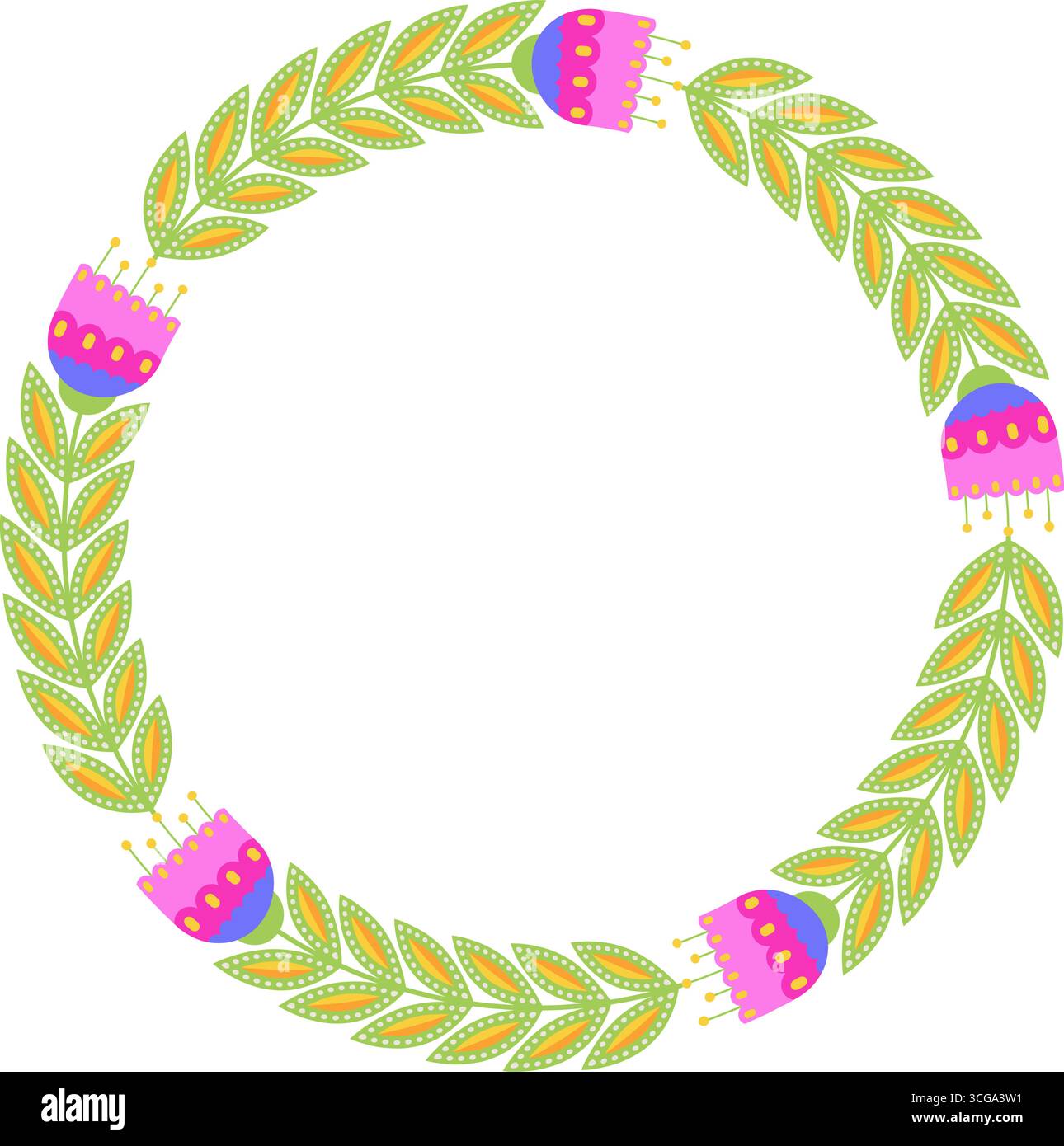 Floral Circular Wreath Ornament Vector Stock Vector Image & Art - Alamy