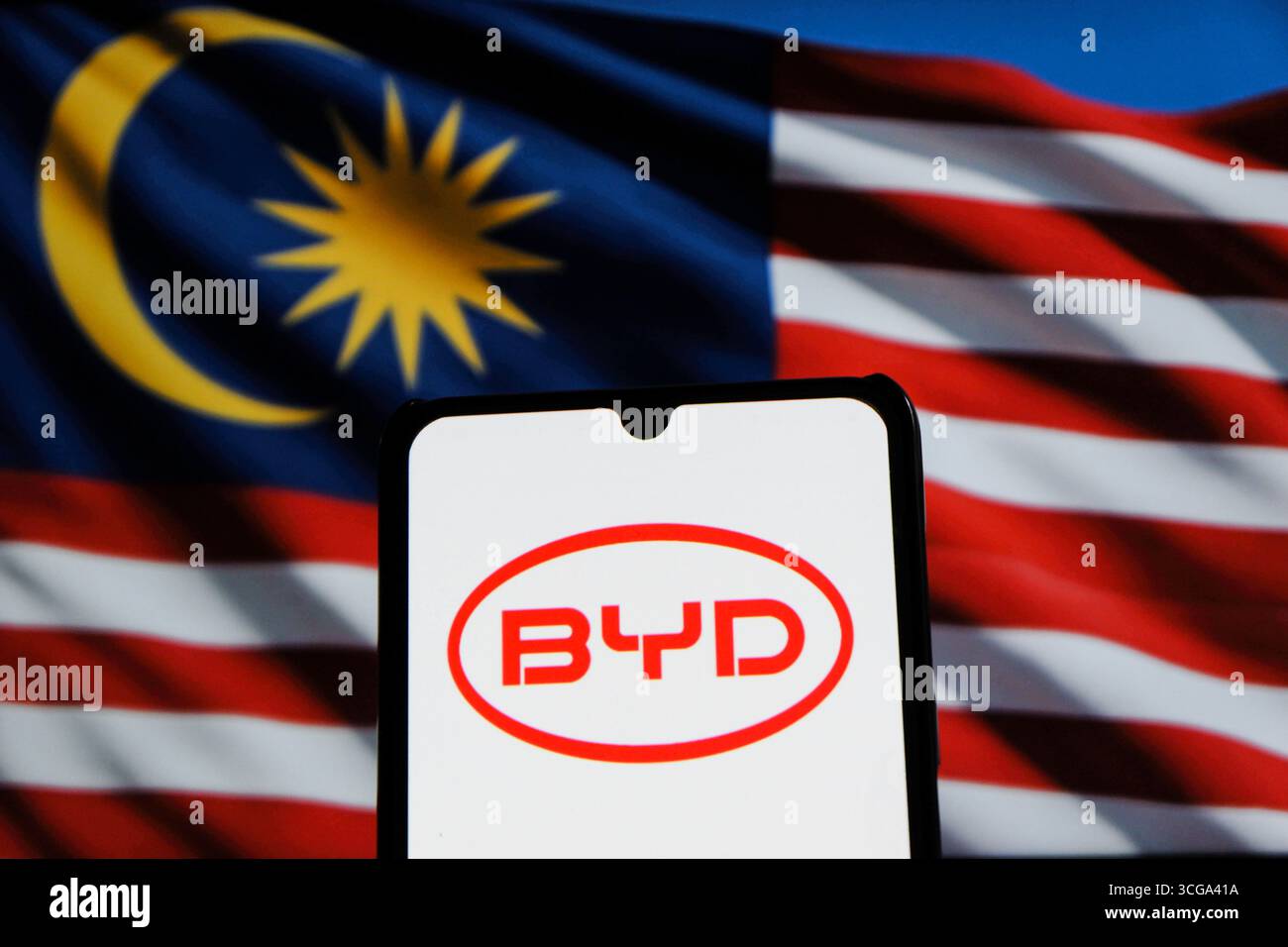 In this photo illustration, the BYD Automobile logo displayed on a ...