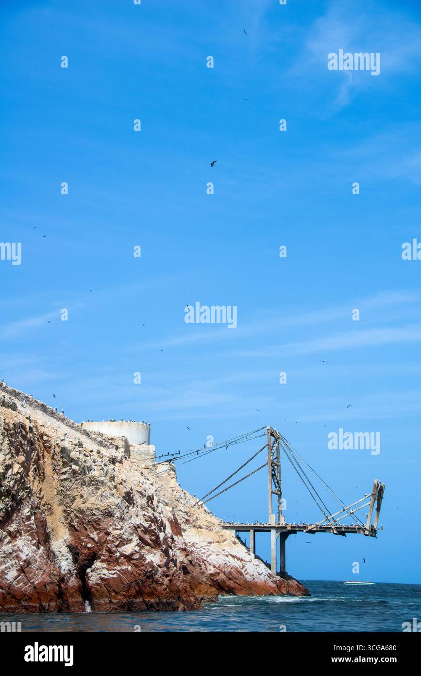 The old platform bridge of the Ballestas Islands, Pisco Bay, Peru Stock ...