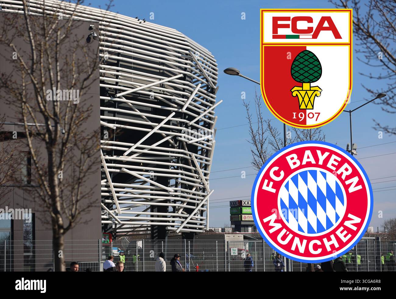 ! ACHTUNG FOTOMONTAGE ! Hier im Bild die WWK Arena in Augsburg mit dem ...