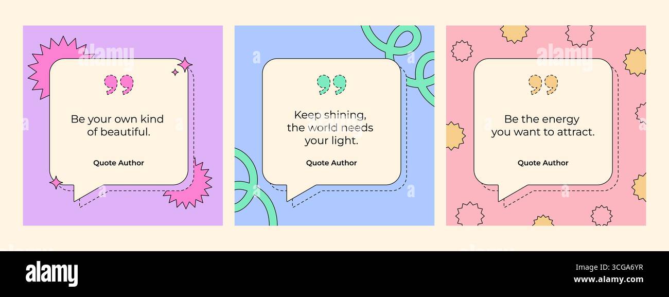 Modern quote templates with abstract decorations and pastel backgrounds ...