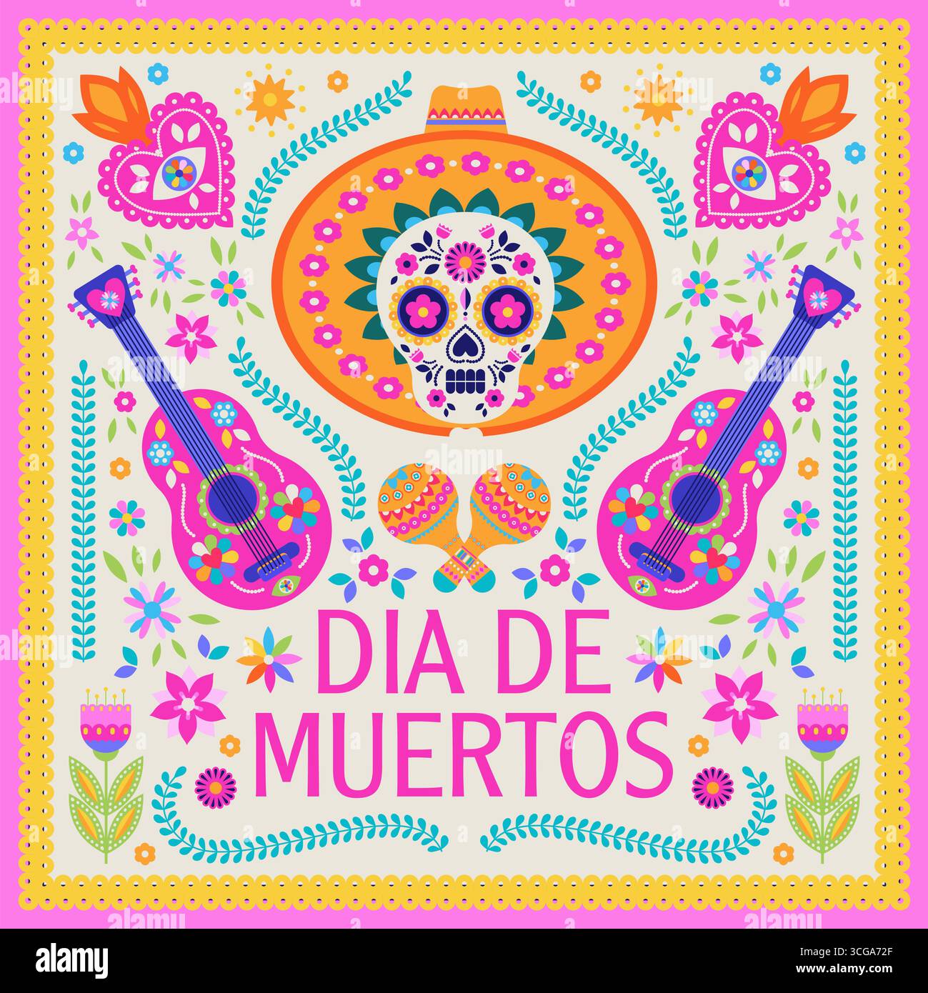 Mexico skull guitar Stock Vector Images - Alamy
