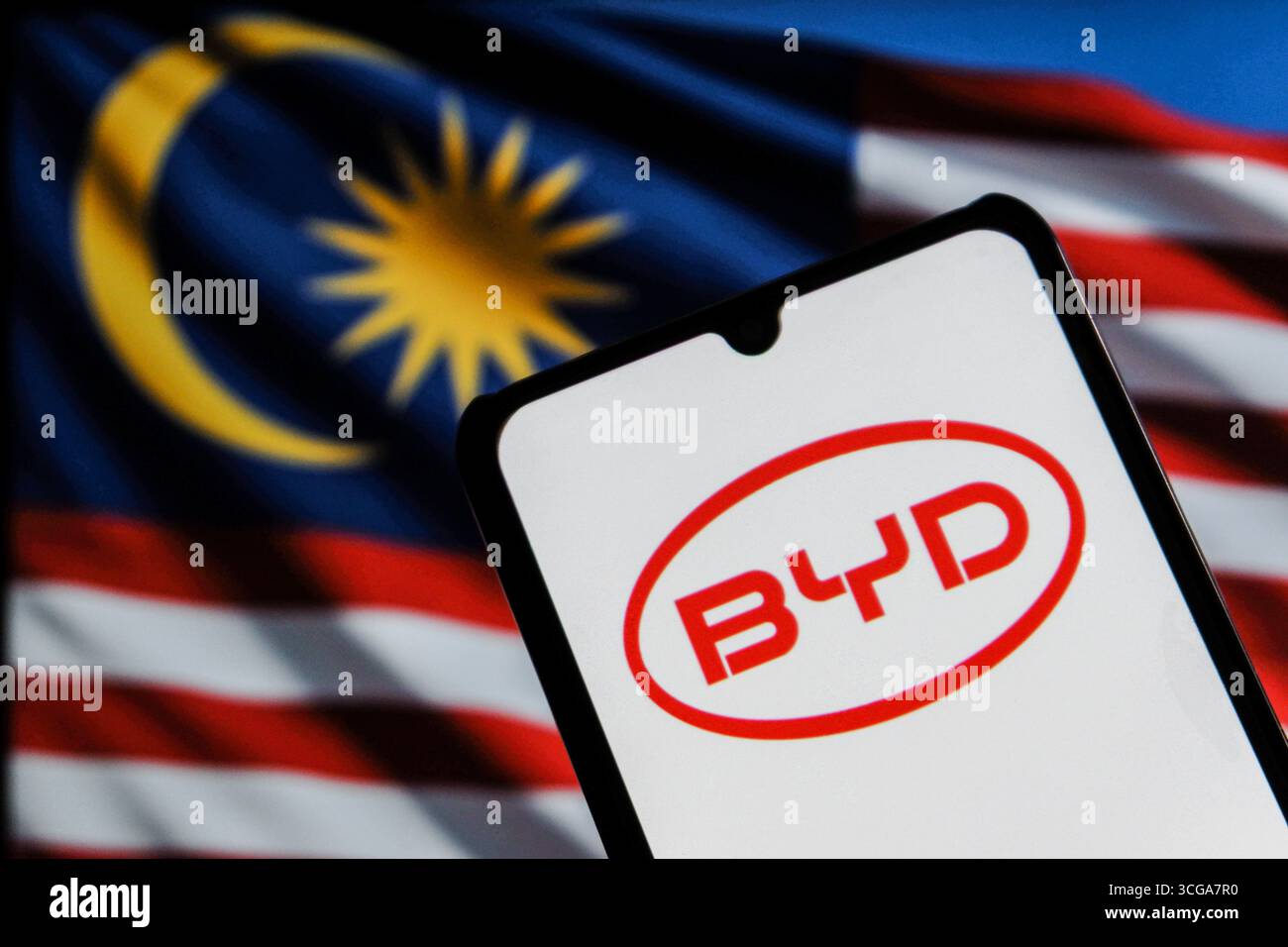 In this photo illustration, the BYD Automobile logo displayed on a ...