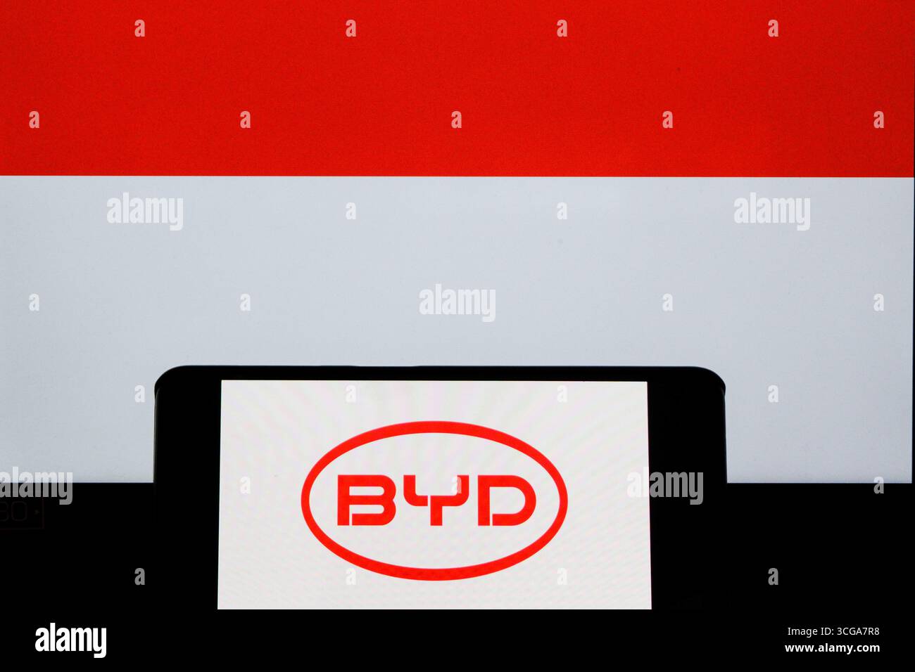 In this photo illustration, the BYD Automobile logo displayed on a ...