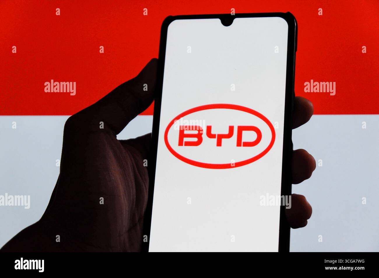 In this photo illustration, the BYD Automobile logo displayed on a ...