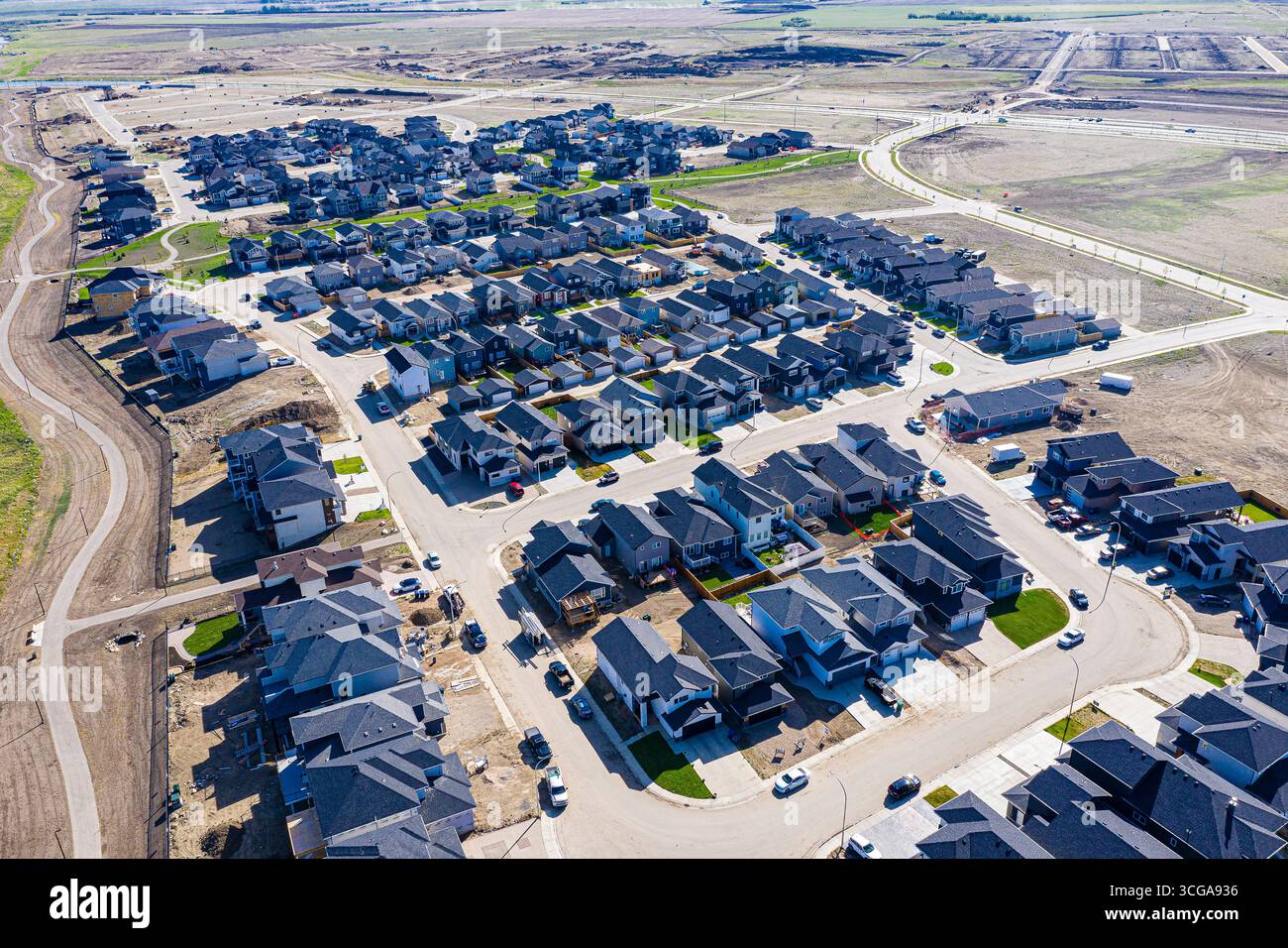 Aerial view of the Aspen Ridge neighborhood of Saskatoon Stock Photo ...