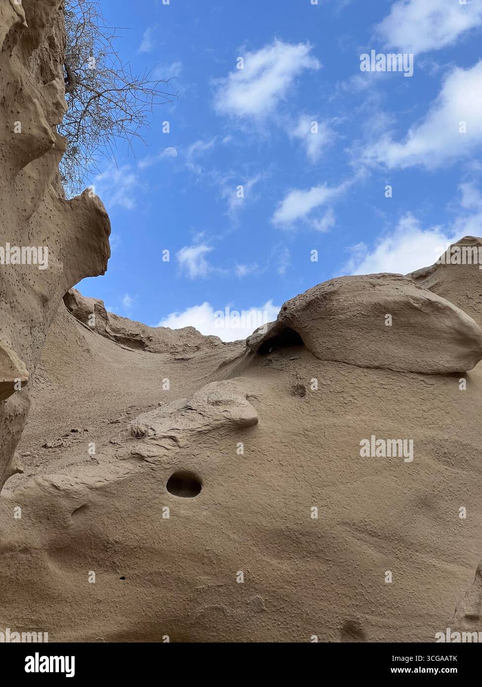 Unique natural rock formations shaped by wind and erosion under a ...