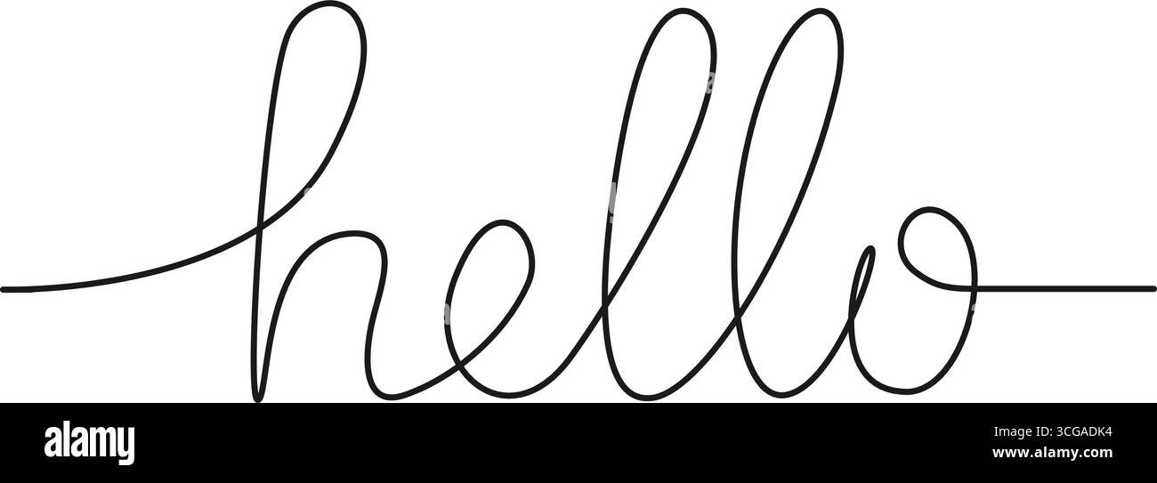 Hello one line continuous Cut Out Stock Images & Pictures - Alamy