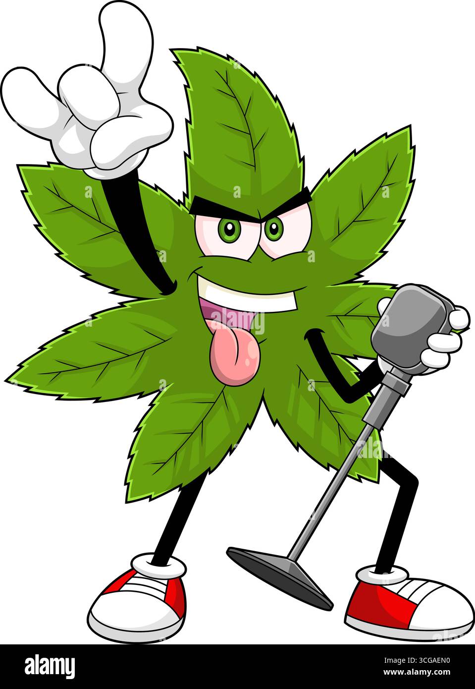 Funny Marijuana Leaf Rock Star Cartoon Character. Vector Hand Drawn ...