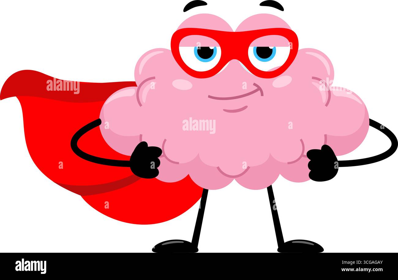 SuperHero Brain Cartoon Character. Vector Illustration Flat Design ...