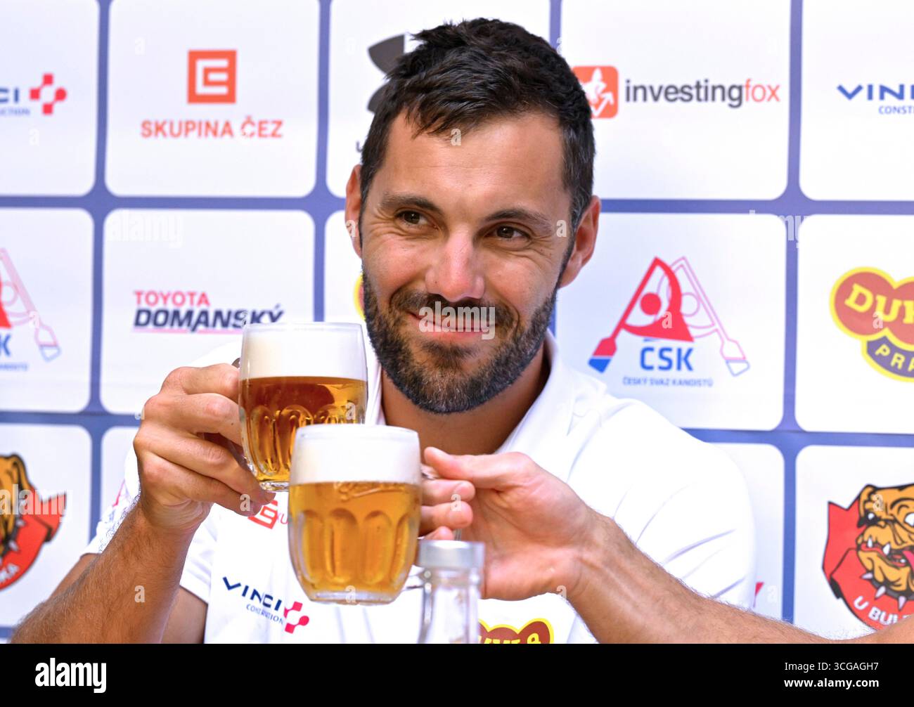 Czech sprint canoeist Josef Dostal at a media meeting with journalists ...