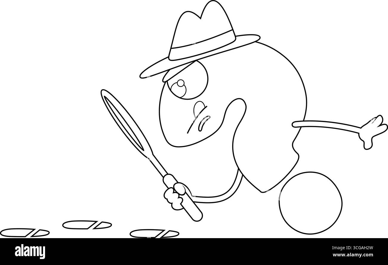 Outlined Question Mark Detective Cartoon Character With Magnifying ...