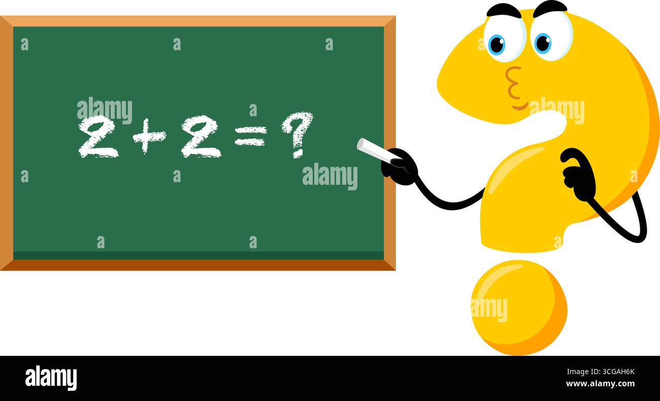 Cute Yellow Question Mark Cartoon Character Writing On School Chalk ...