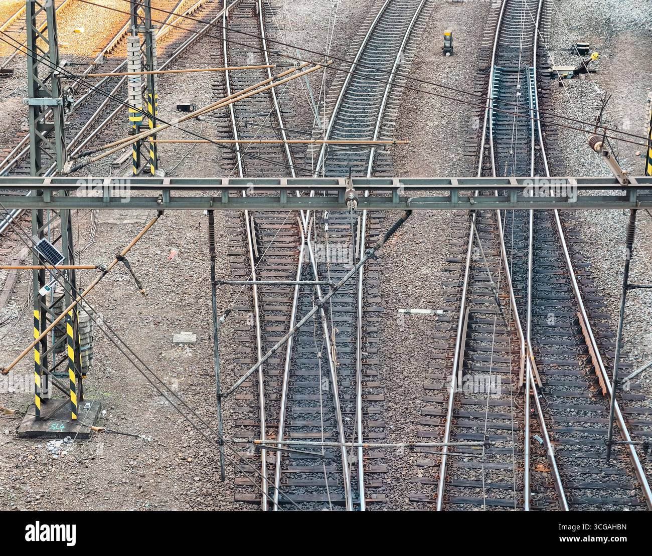 Aerial View of Railway Tracks and Train Station Infrastructure: Dynamic ...