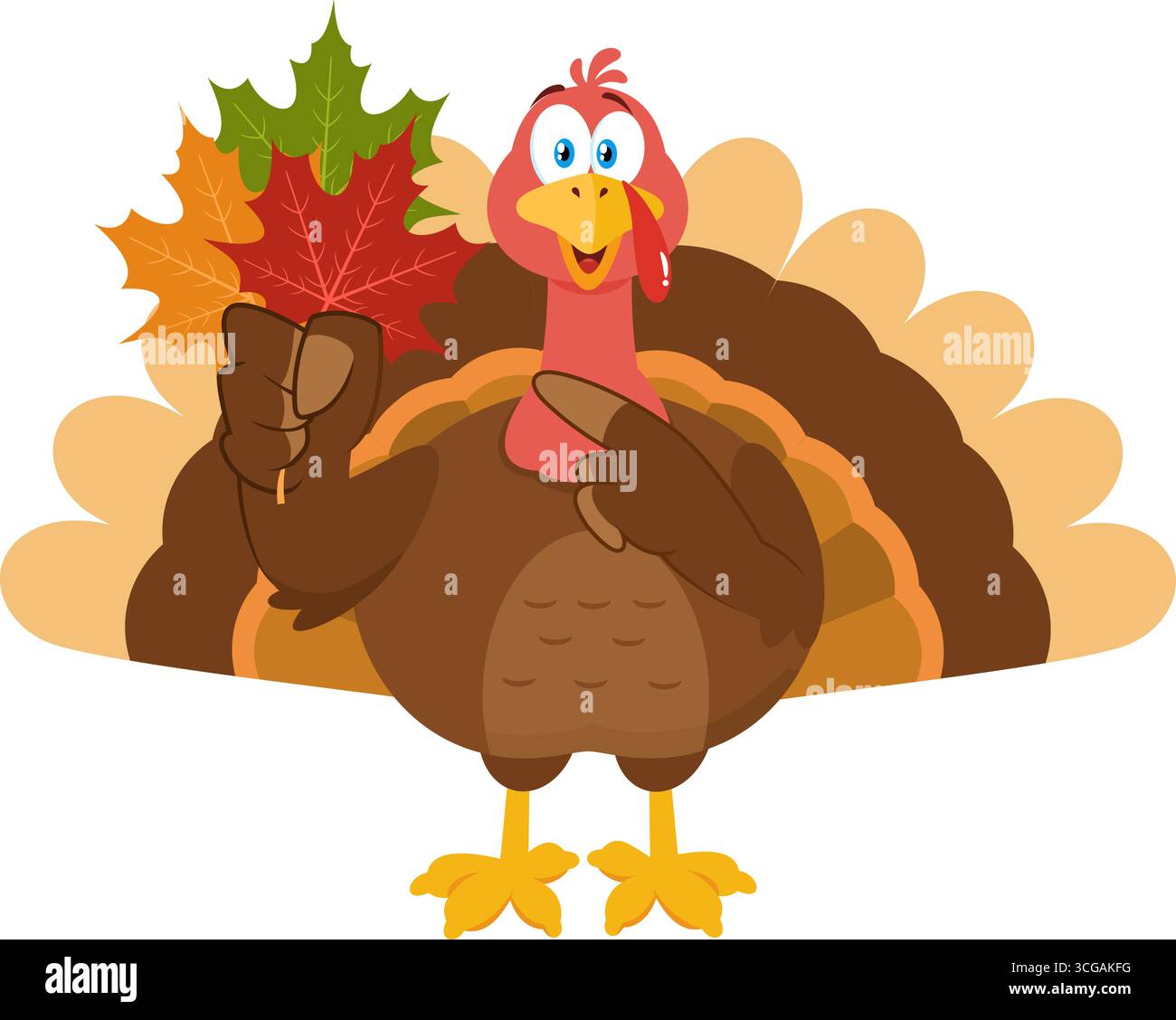 Happy Thanksgiving Turkey Bird Cartoon Character Holding And Pointing ...