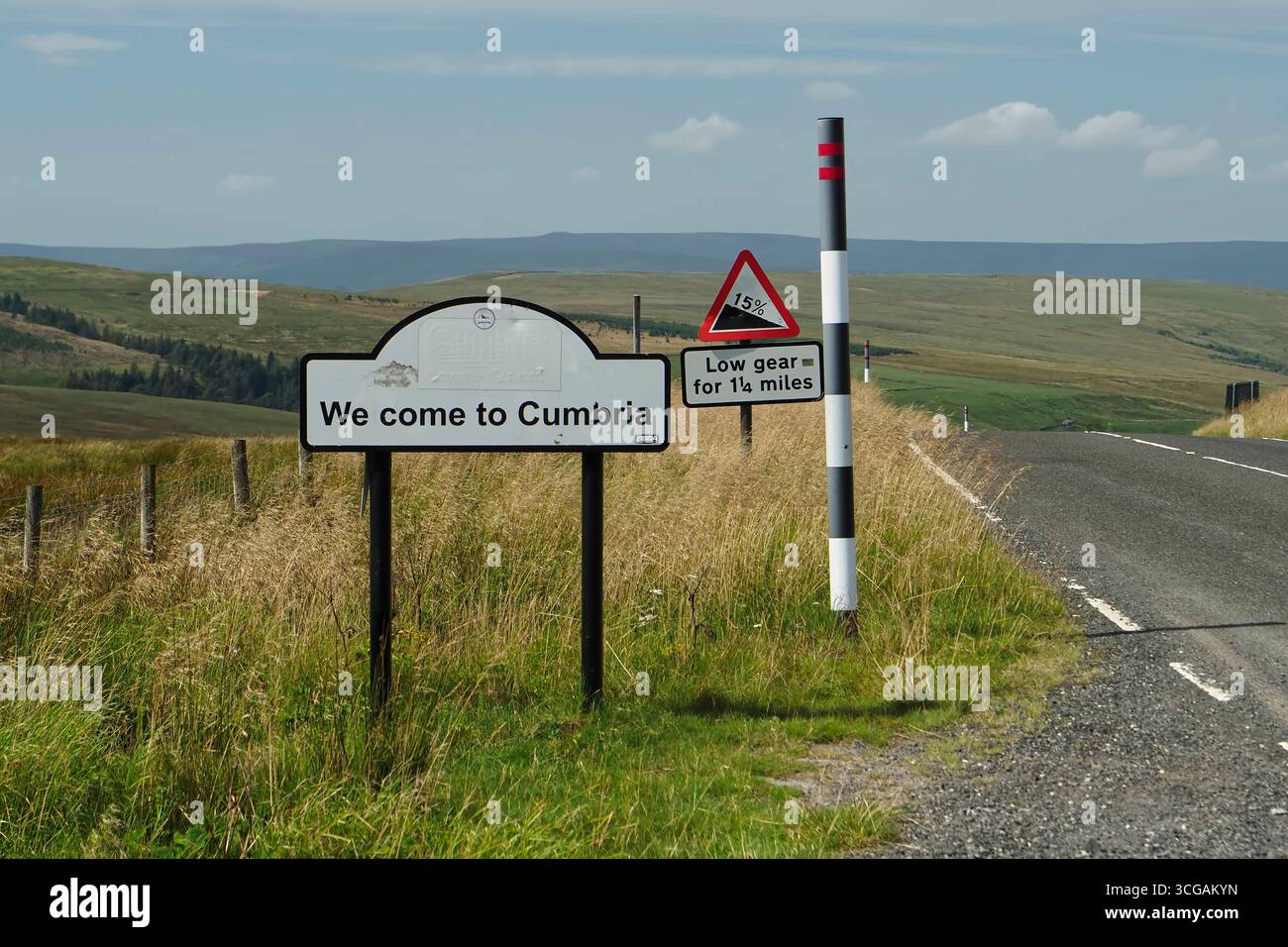 A689 as it crosses the border between County Durham and Cumbria at ...