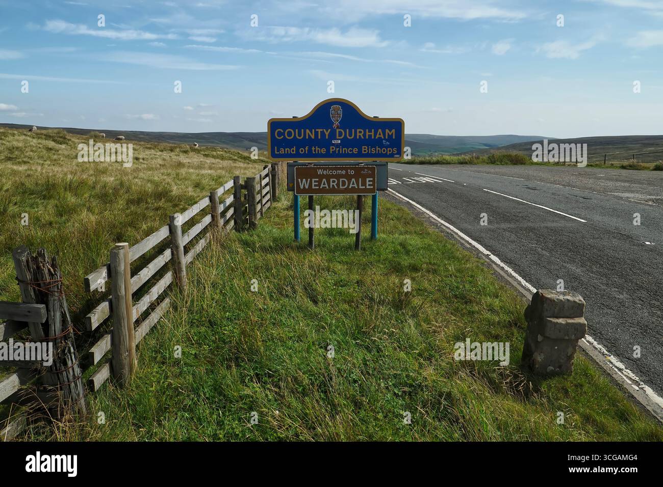 A689 as it crosses the border between County Durham and Cumbria at ...
