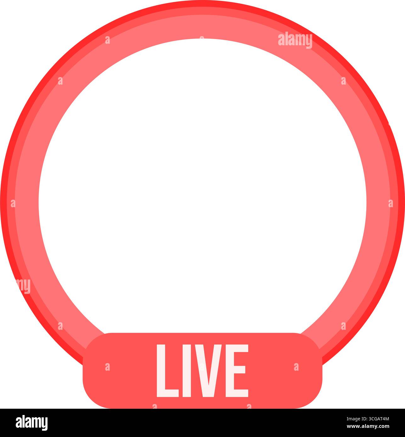 Empty Live Streaming Frame Template. Red Circular Broadcast Overlay for ...