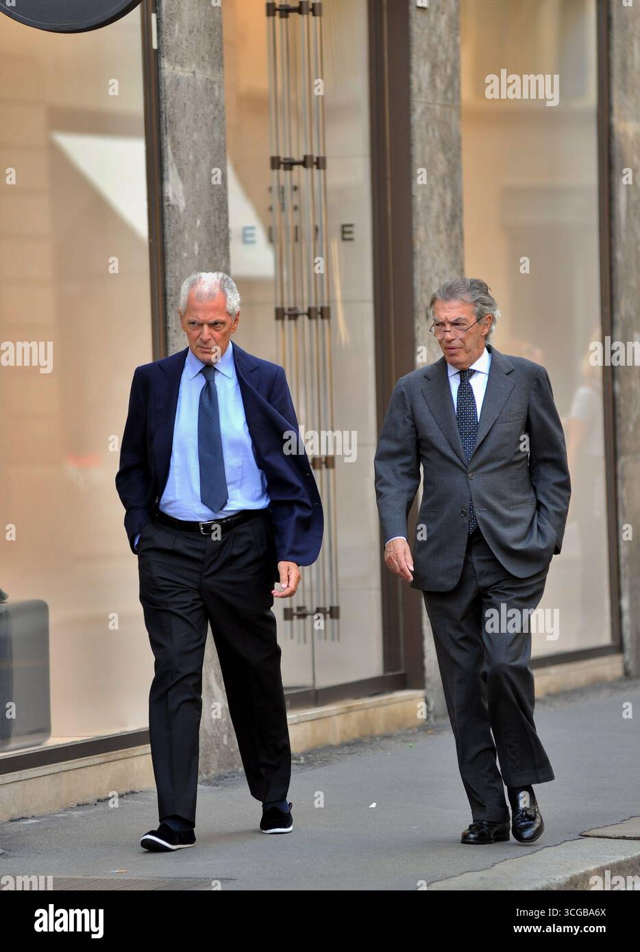 Milan, Archive - Massimo Moratti in downtown Milan with Marco ...