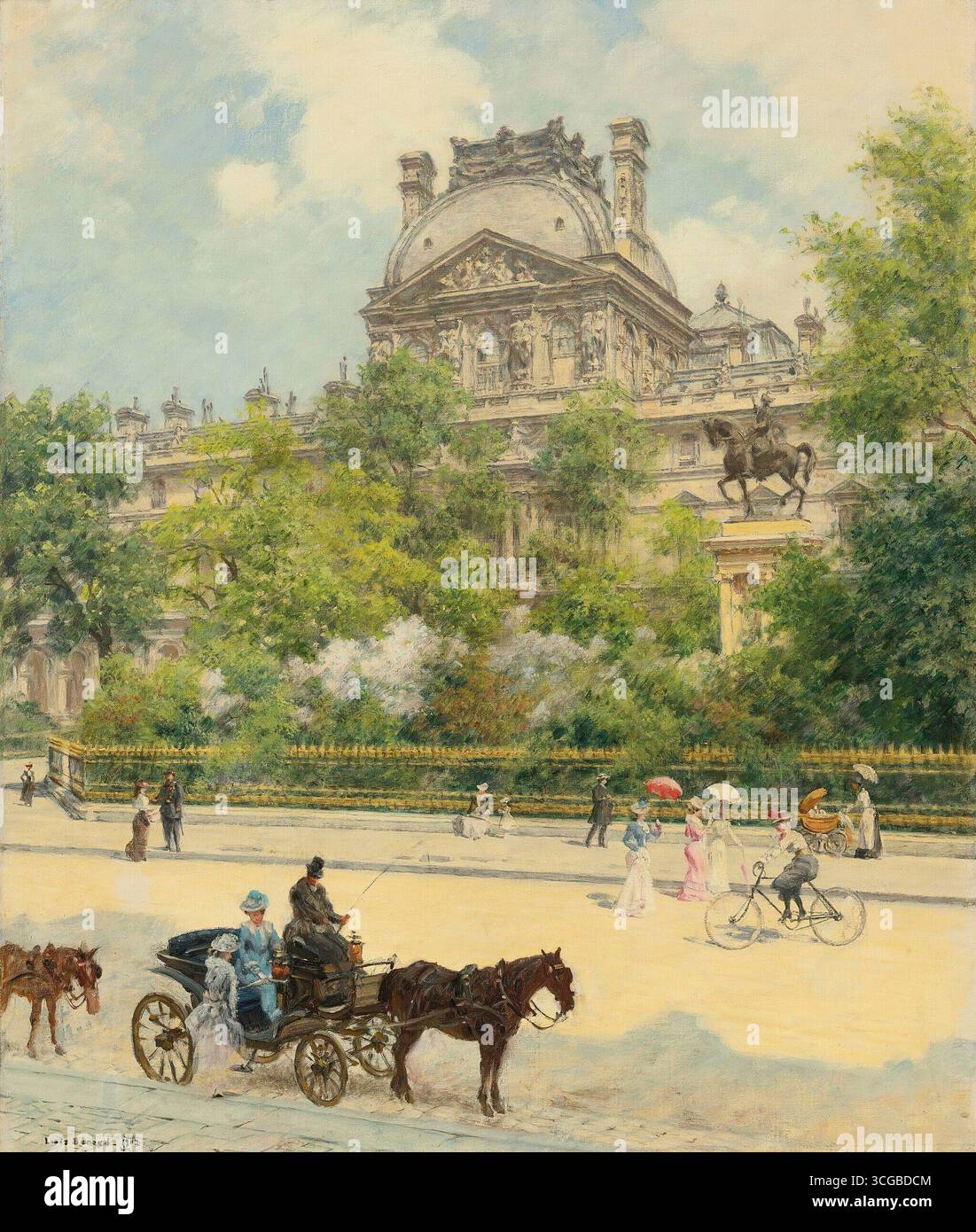 La Place du Louvre, oil painting by Louis Béroud, 1902. The scene ...