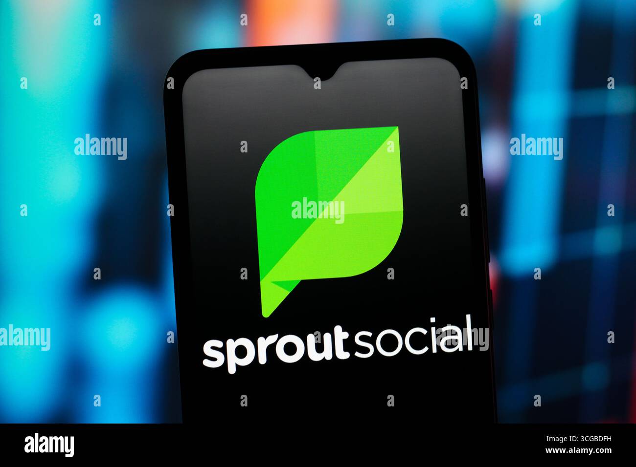 In this photo illustration, the Sprout Social logo is seen displayed on ...