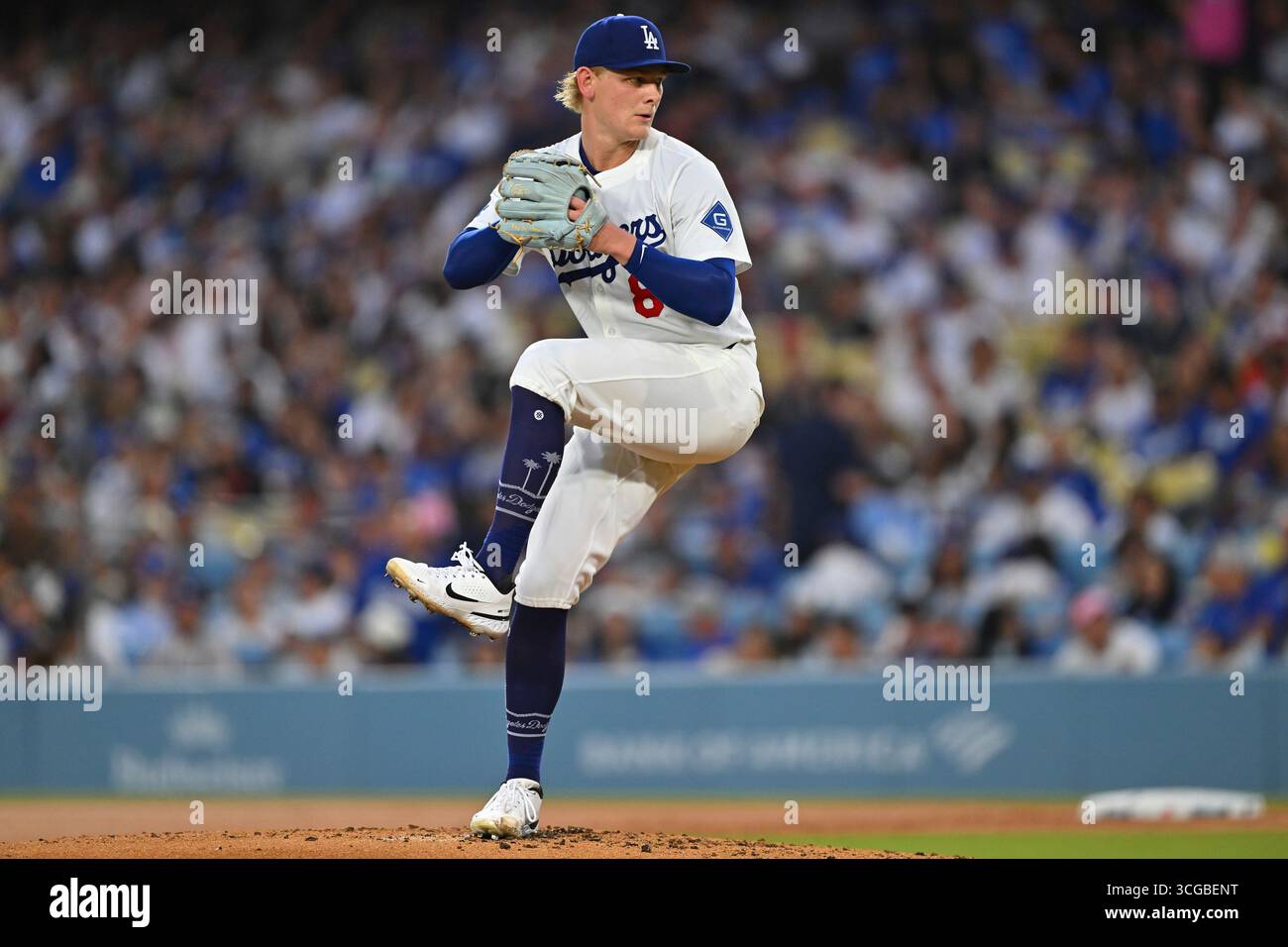 Los Angeles Dodgers starting pitcher Emmet Sheehan delivers to the ...