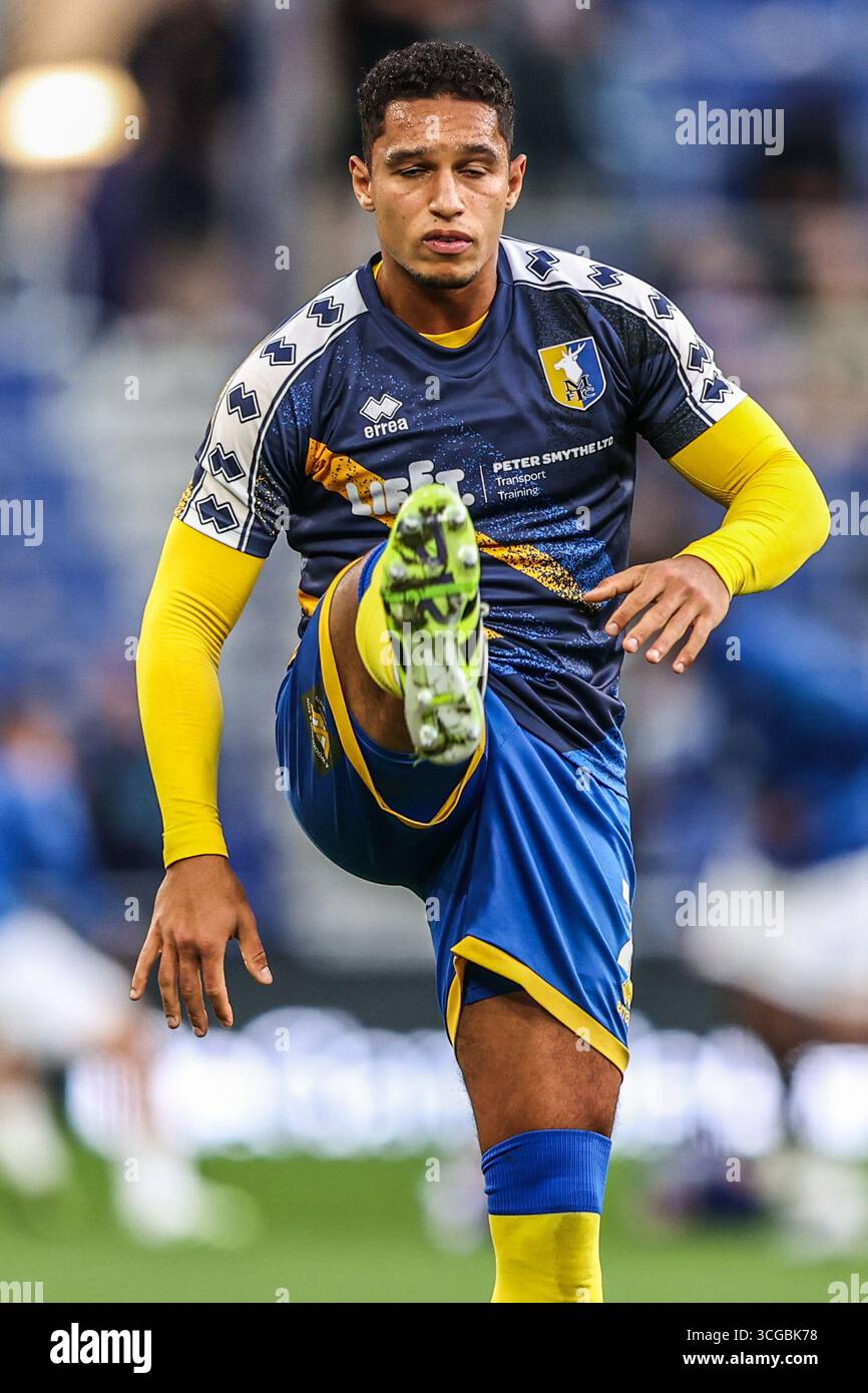 Kyle Knoyle of Mansfield Town in the pregame warmup session during the ...