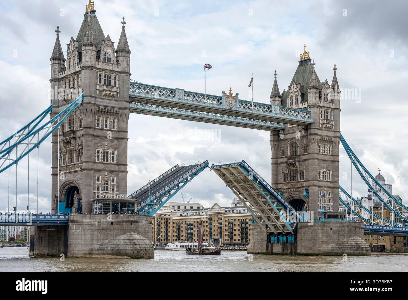 London, UK. 27 August 2025. Passing under Tower Bridge, the Saga ...