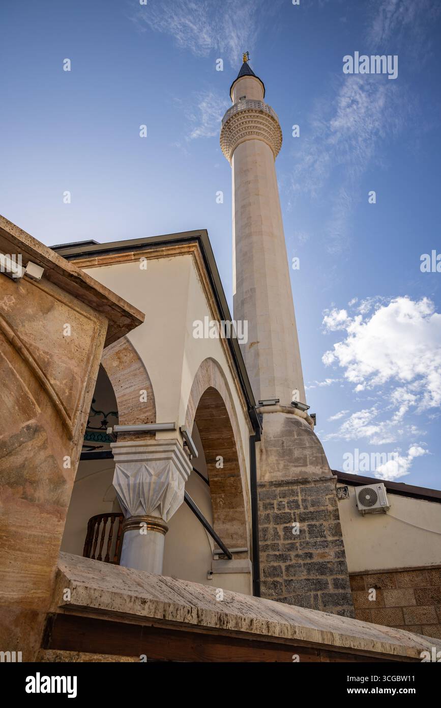 Ohrid, North Macedonia. Minaret of the Mosque of Ali Pasha in Ohrid ...