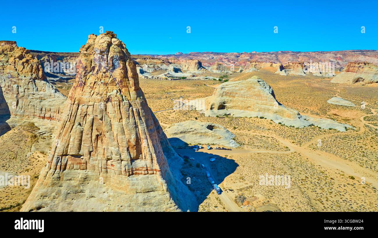 Aerial Sandstone Monolith and Desert Landscape with Campers Utah Stock ...
