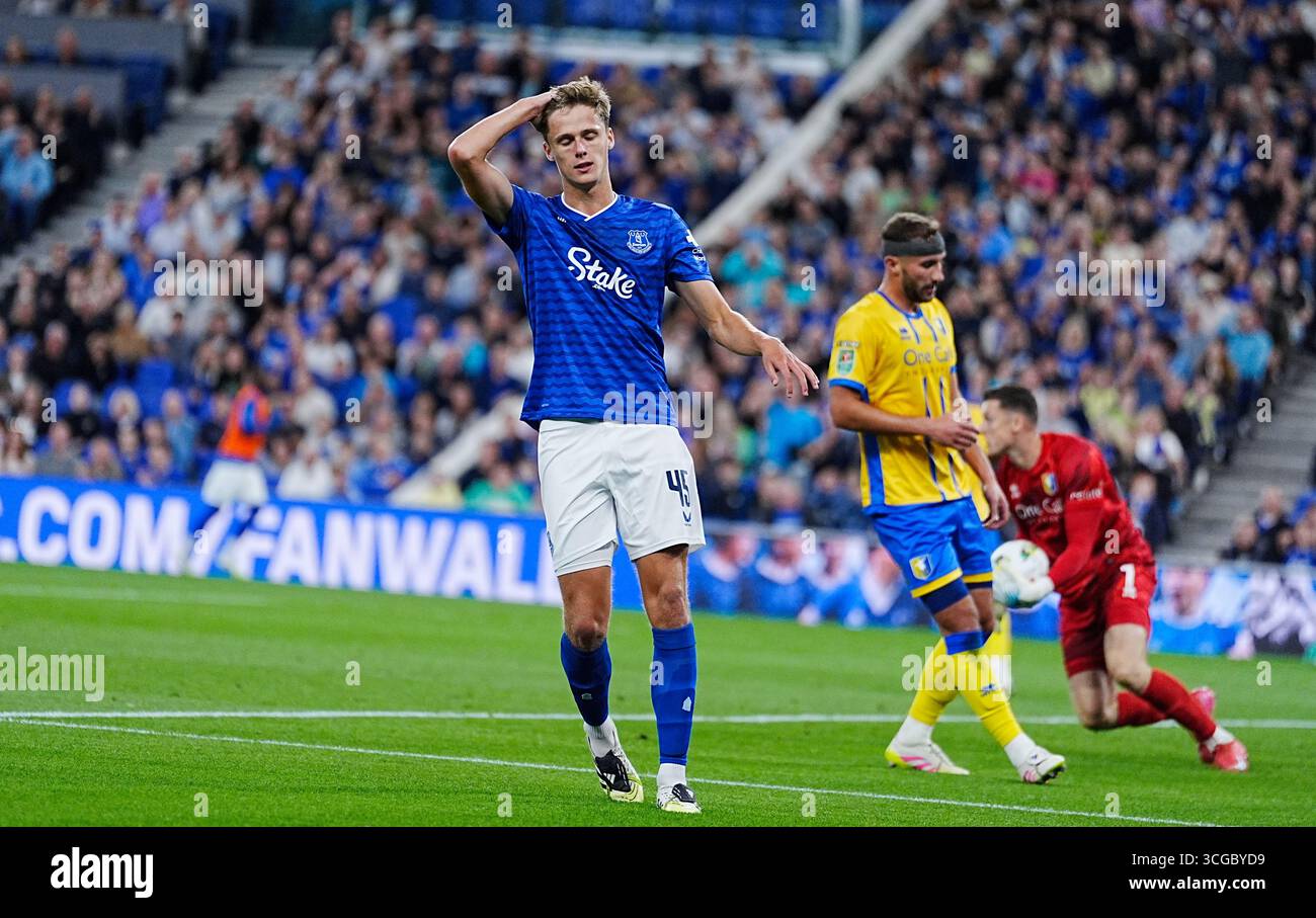 Everton's Harrison Armstrong reacts after a missed chance during the ...
