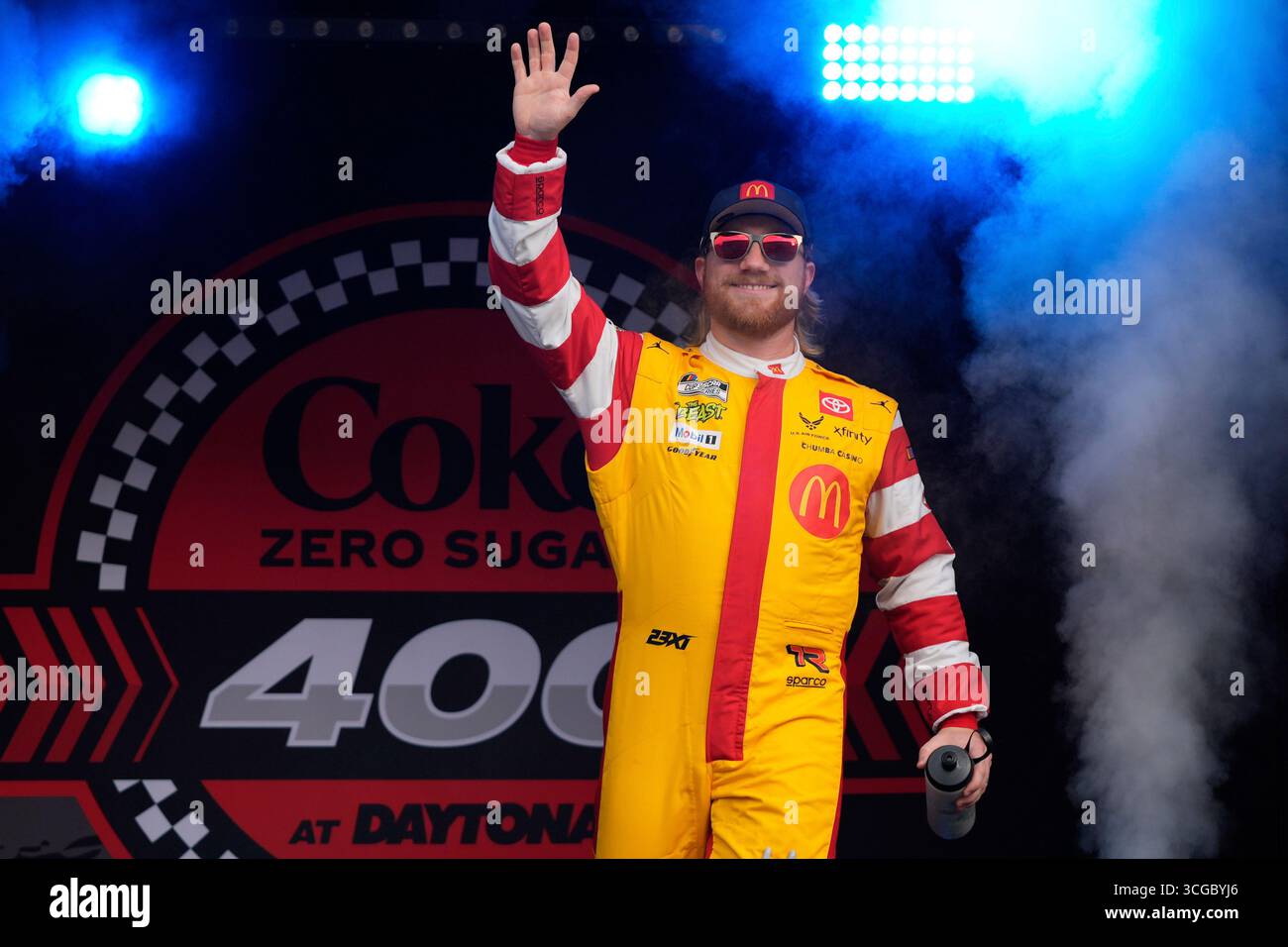 Tyler Reddick waves to fans during driver introductions before the ...