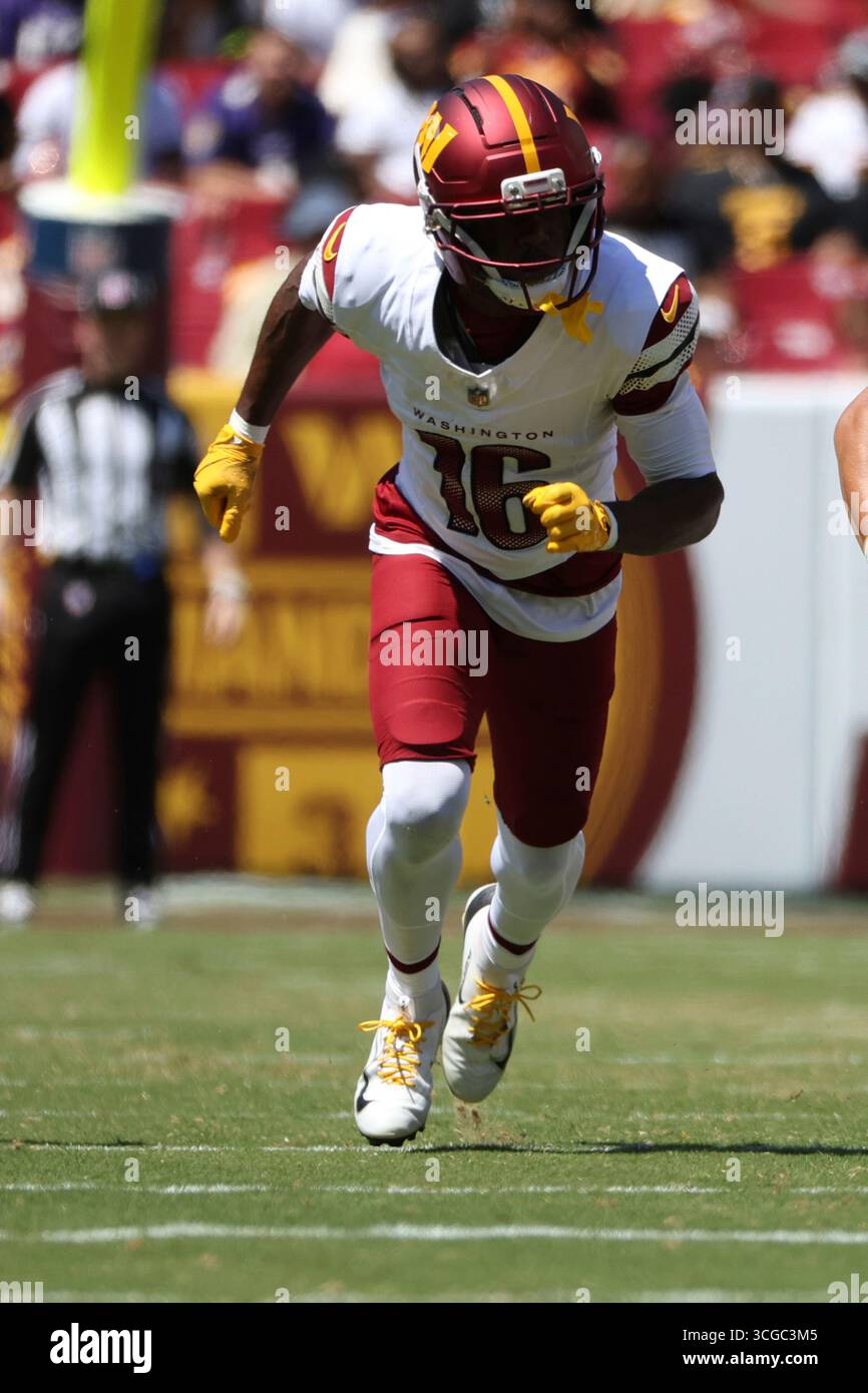 Washington Commanders wide receiver Ja'Corey Brooks (16) runs a route ...