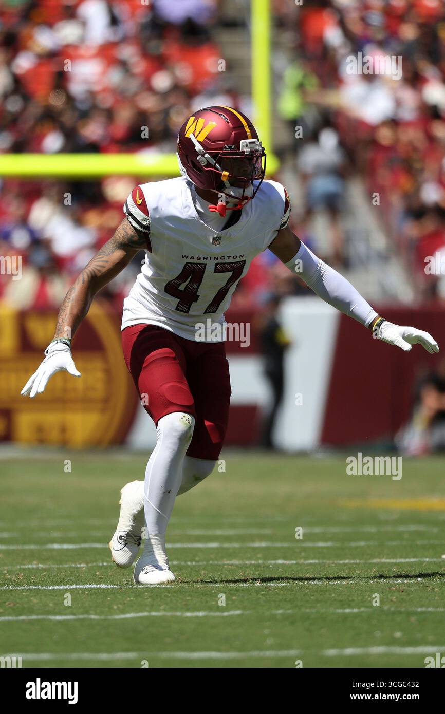 Washington Commanders safety Robert McDaniel (47) rushes during an NFL ...