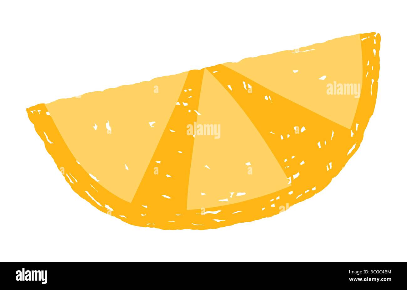Bright hand drawn orange fruit wedge in a playful isolated style vector ...