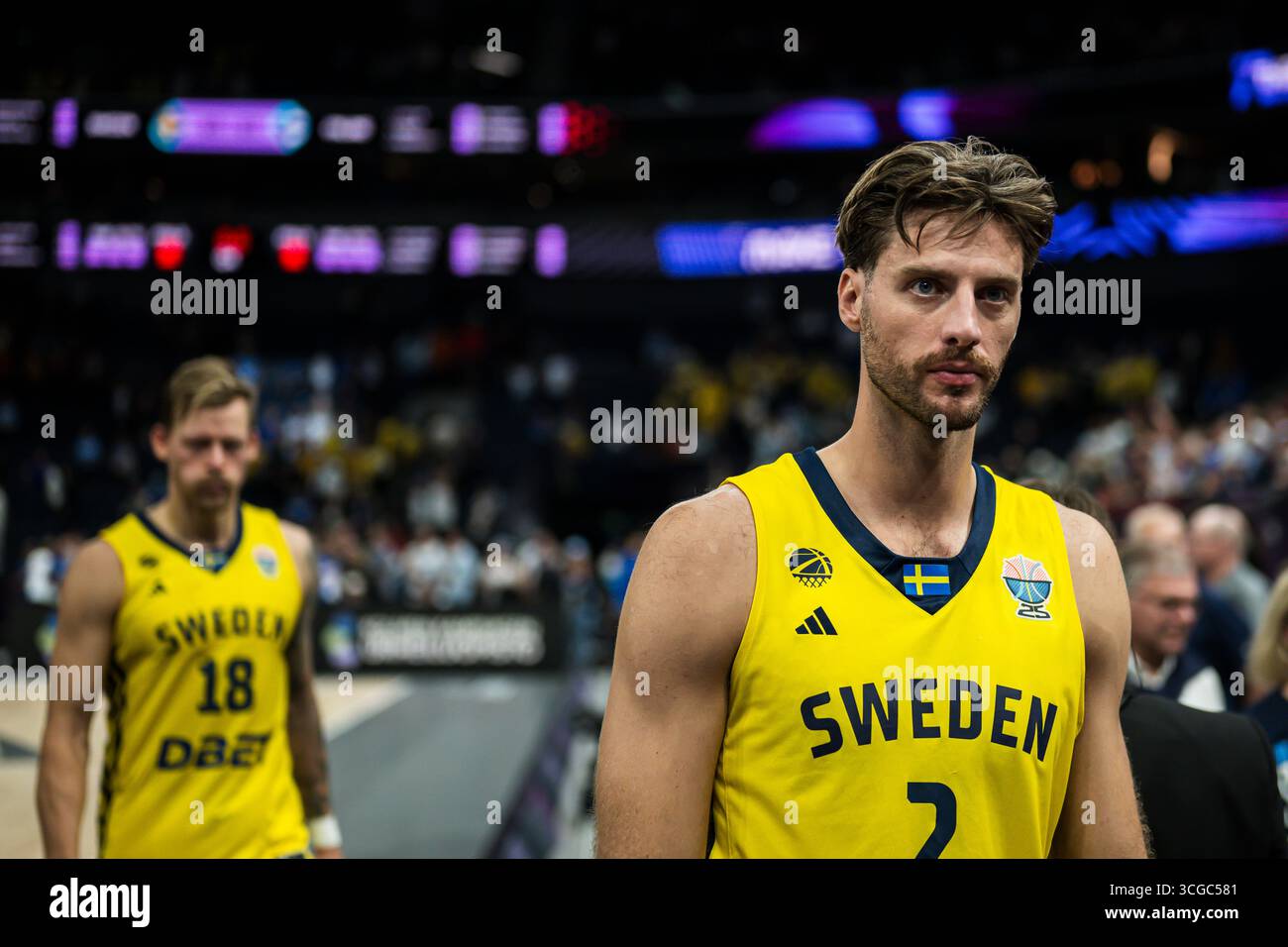 250827 Viktor Gaddefors and Adam Ramstedt of Sweden look dejected after ...